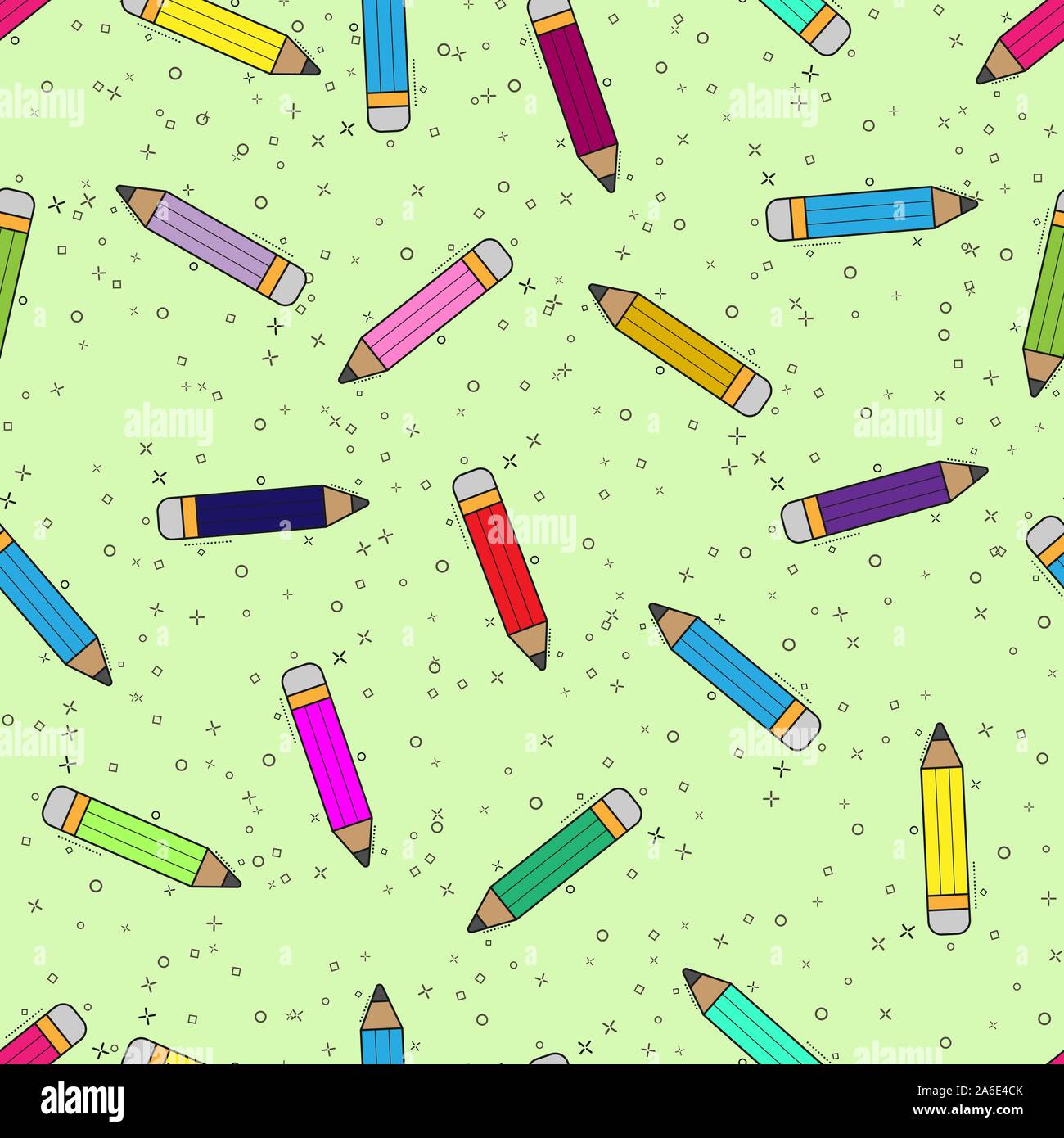 Seamless pattern with stationery pencils. Modern random colors. Ideal ...