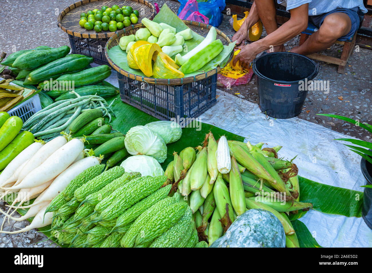 Fruits and vegetables on a street market, Laos Stock Photo - Alamy