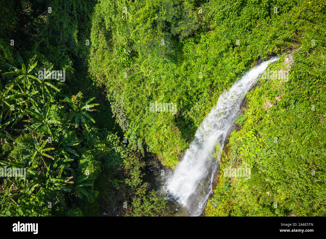Aerial view of beautiful Kaeng Yuy waterfall at Vang Vieng , Laos ...