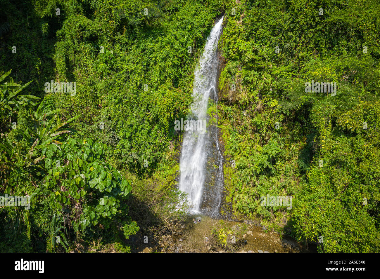 Aerial view of beautiful Kaeng Yuy waterfall at Vang Vieng , Laos ...