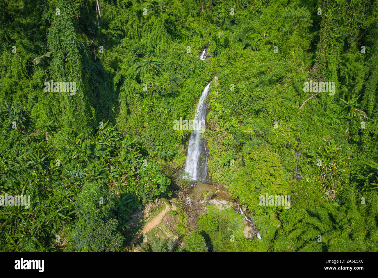Aerial view of beautiful Kaeng Yuy waterfall at Vang Vieng , Laos ...