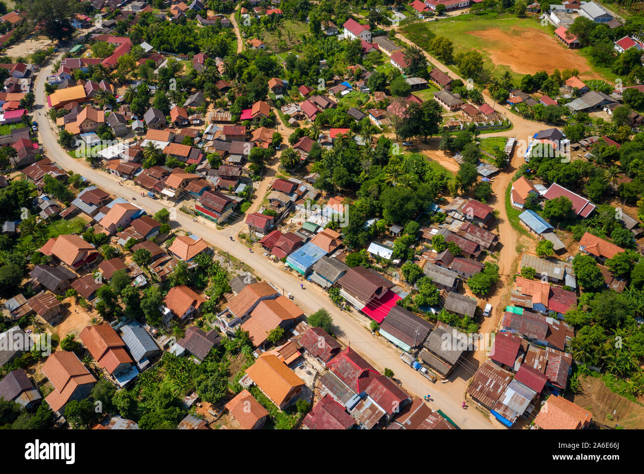 Aerial view of village of Nong Khiaw. North Laos. Southeast Asia. Photo ...