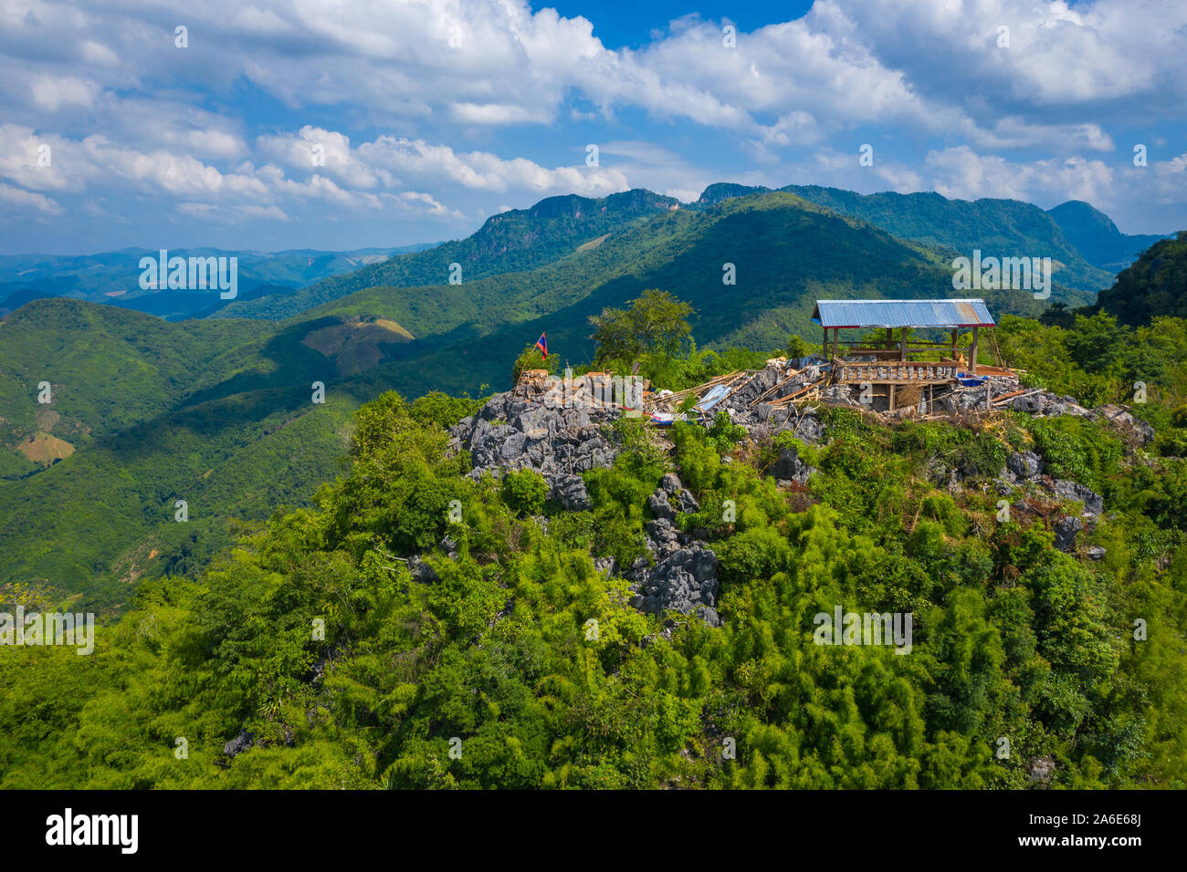 Aerial view of mountains in Nong Khiaw. North Laos. Southeast Asia ...