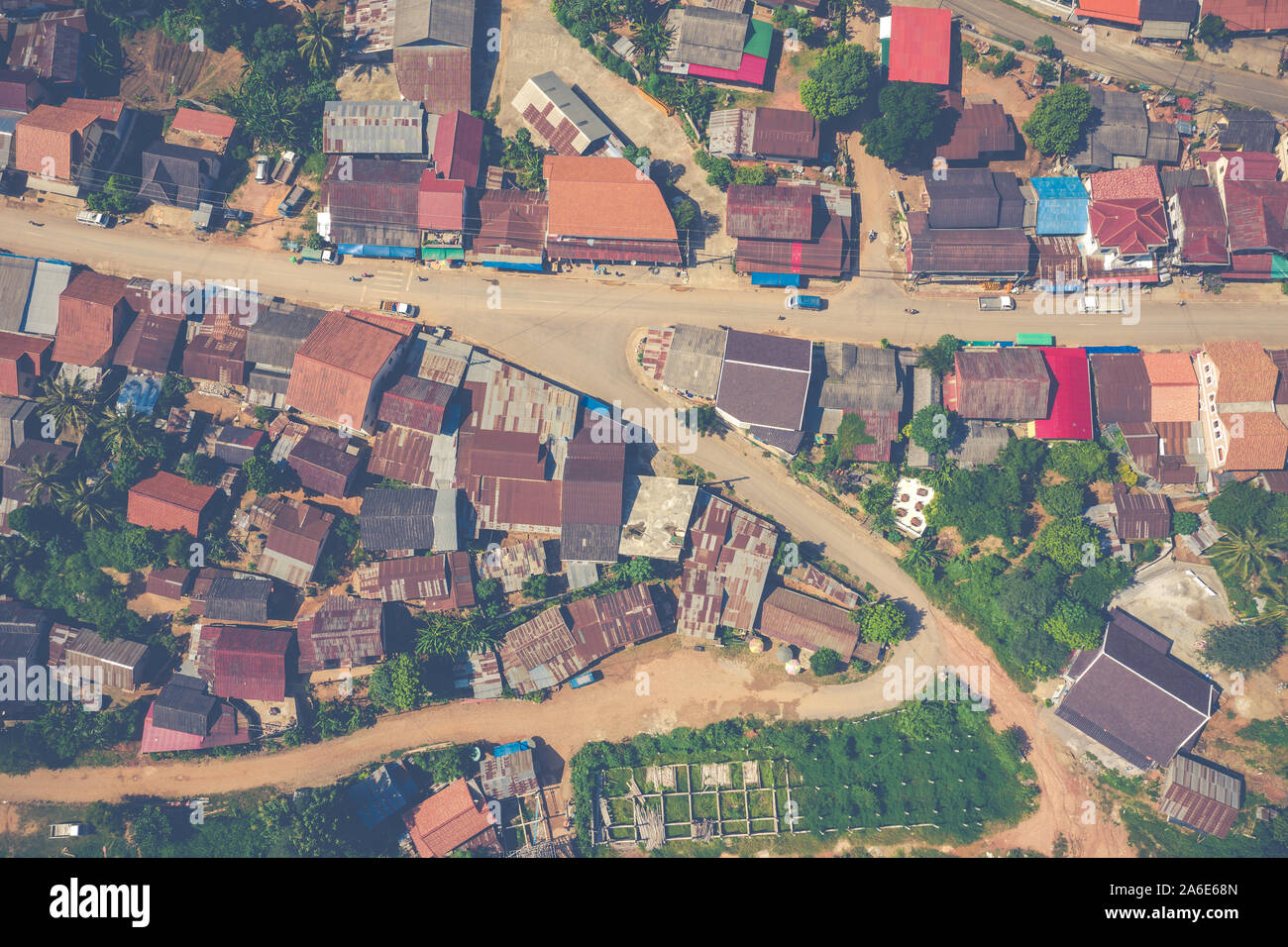 Aerial view of village of Nong Khiaw. North Laos. Southeast Asia. Photo ...