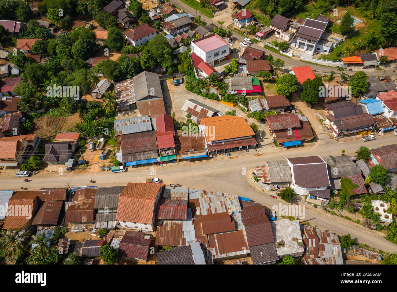 Aerial view of village of Nong Khiaw. North Laos. Southeast Asia. Photo ...