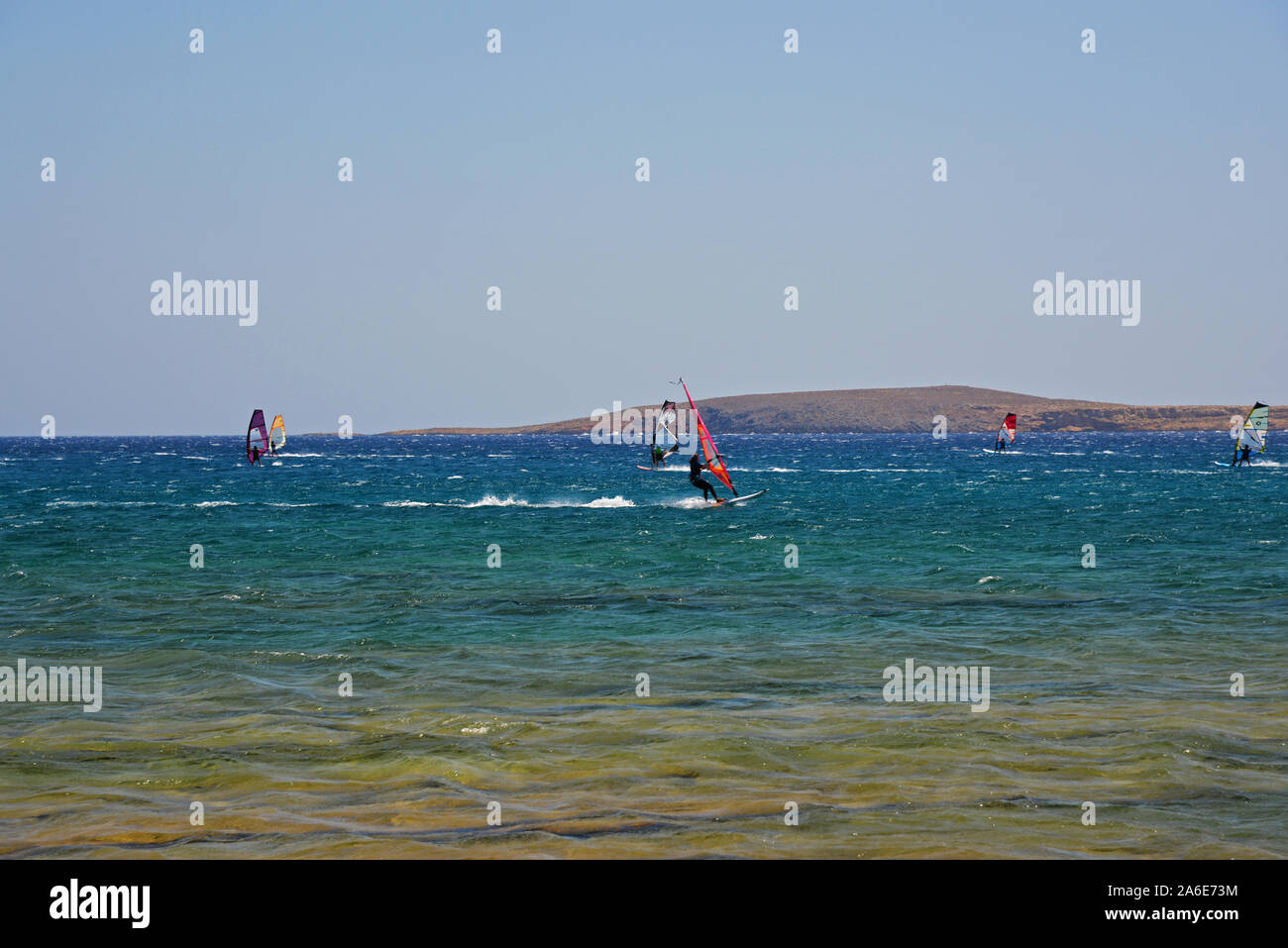 People windsurfing at Kouremenos bay, Lasithi, Crete, Greece Stock ...