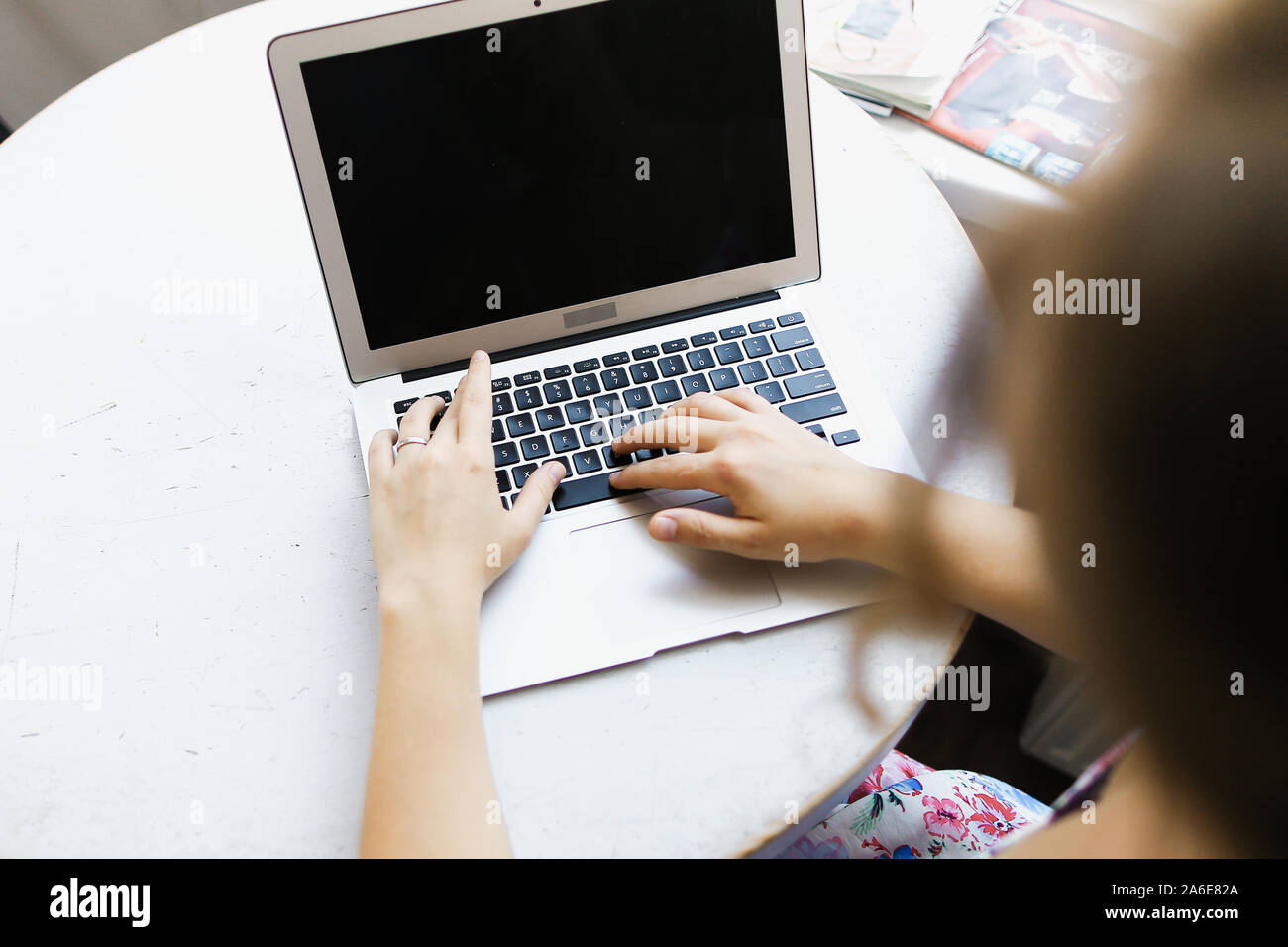 Laptop hands blurry hi-res stock photography and images - Alamy