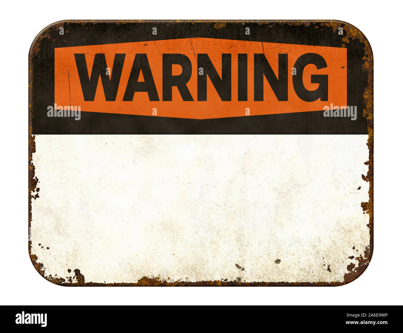 Empty vintage tin warning sign on a white background Stock Photo - Alamy