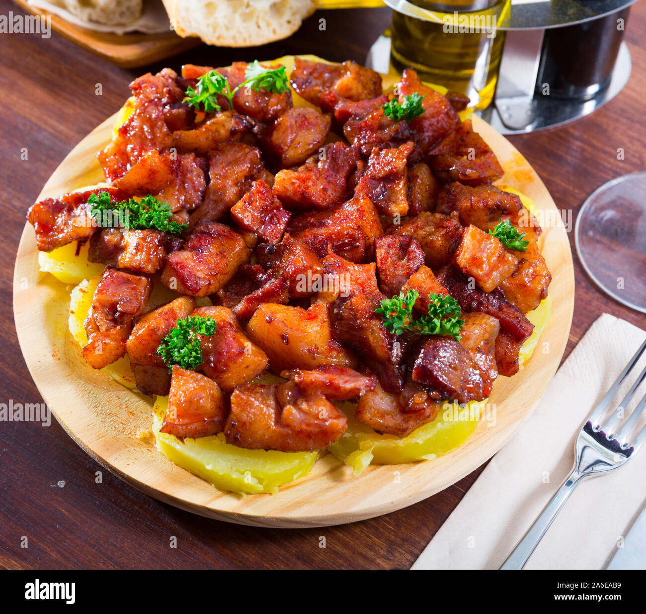 Morro de cerdo a la gallega - spanish dish. Roast nose and cheek pigs ...