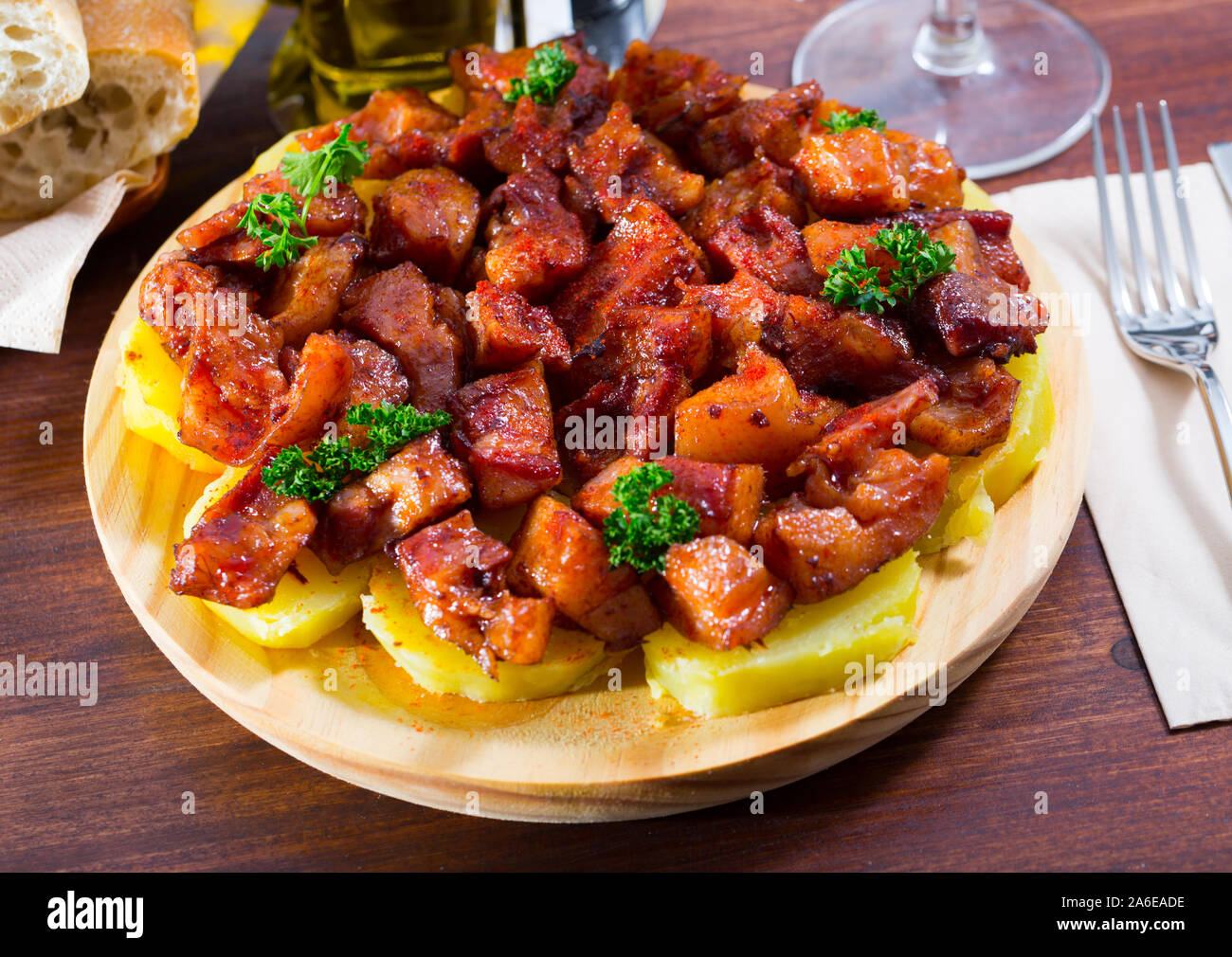 Morro a la gallega. Typical Spanish dish from Galicia of roasted cut ...