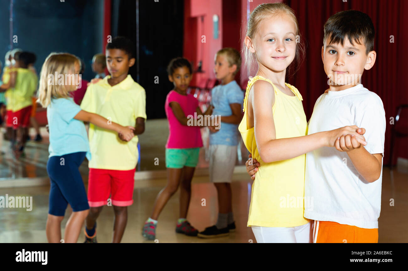 Cheerful caucasian boy girl dance hi-res stock photography and images ...
