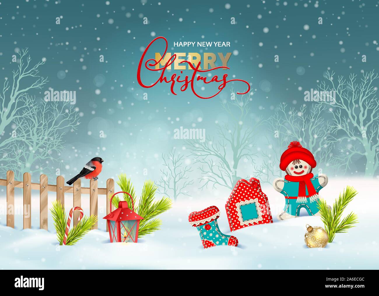 Vintage retro view winter Stock Vector Images - Alamy