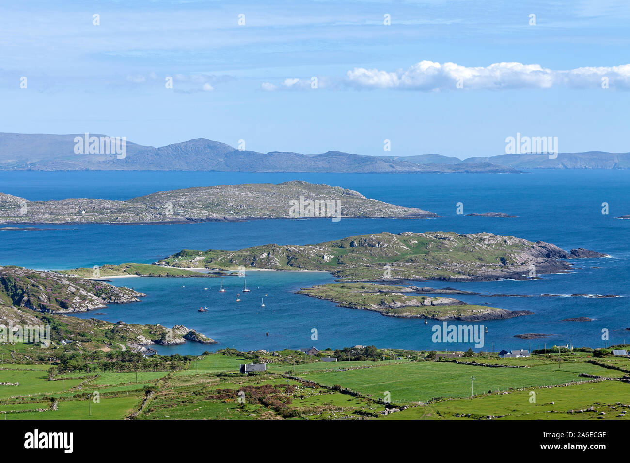 A panoramic view of Ballinskelligs Bay, Ring of Kerry, Republic of ...