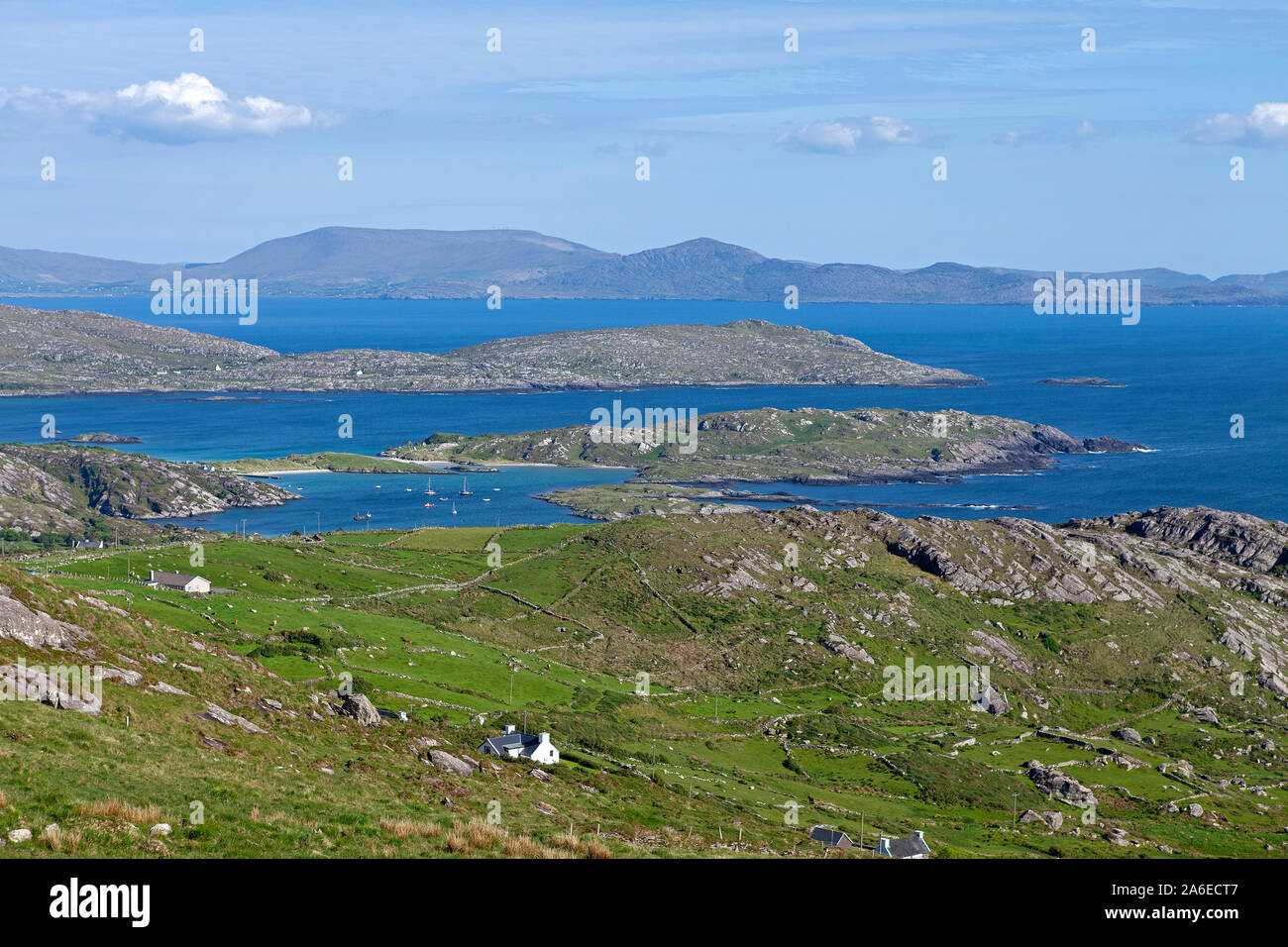 A panoramic view of Ballinskelligs Bay, Ring of Kerry, Republic of ...