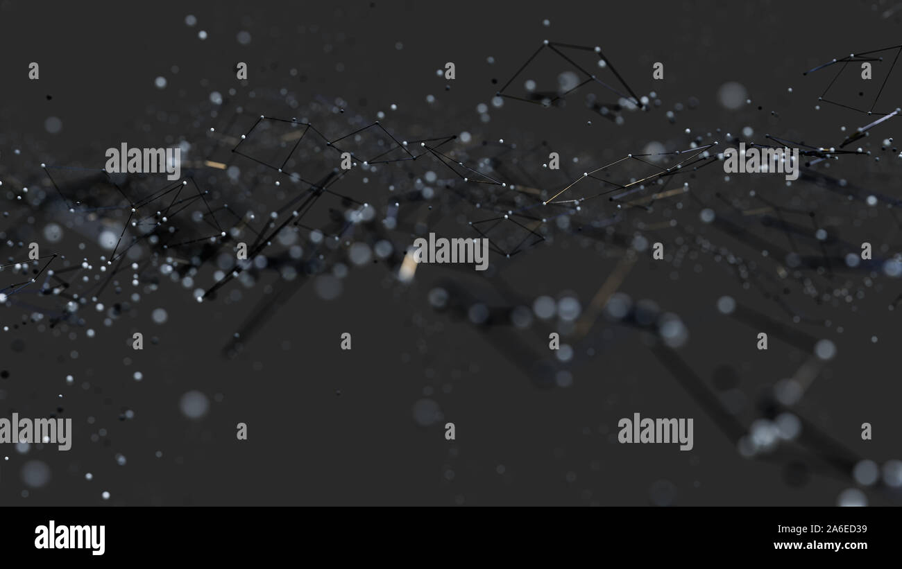 Abstract digital background with cybernetic particles. 3D illustration ...