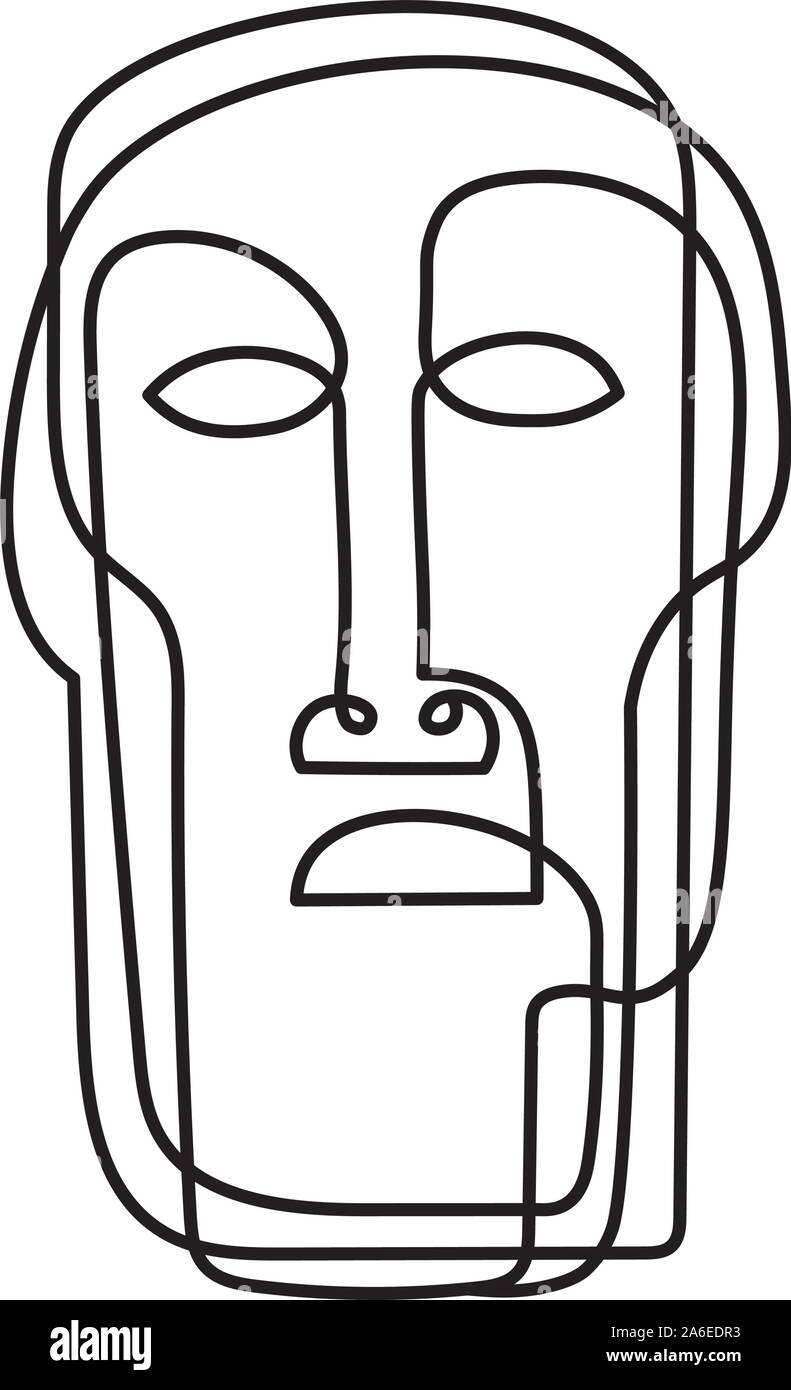 Face tribal mask continuous single line style Stock Vector Image & Art ...