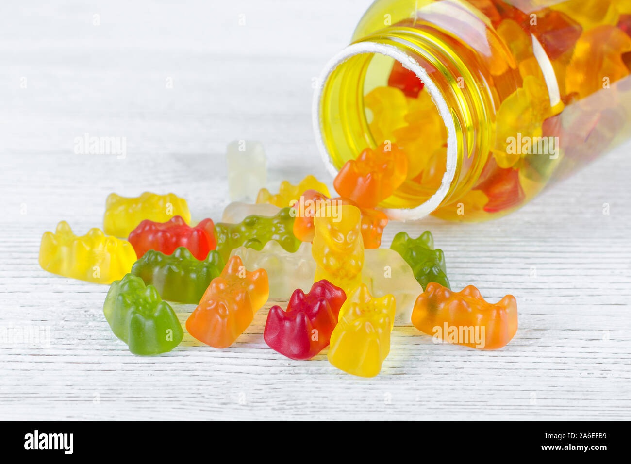vitamins for children like jelly candy on the table Stock Photo - Alamy