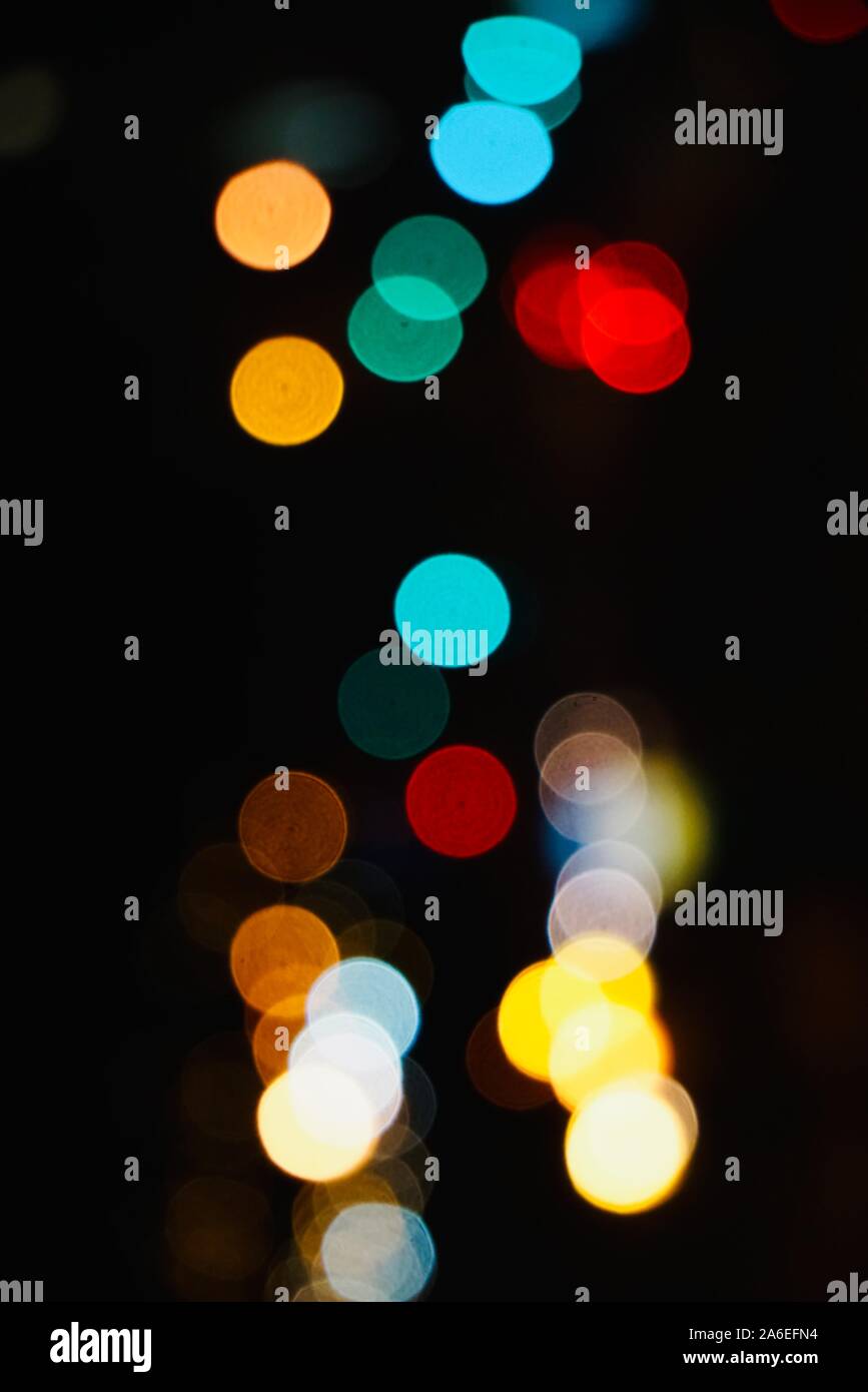 colorful lights at night on the street in the city Stock Photo - Alamy