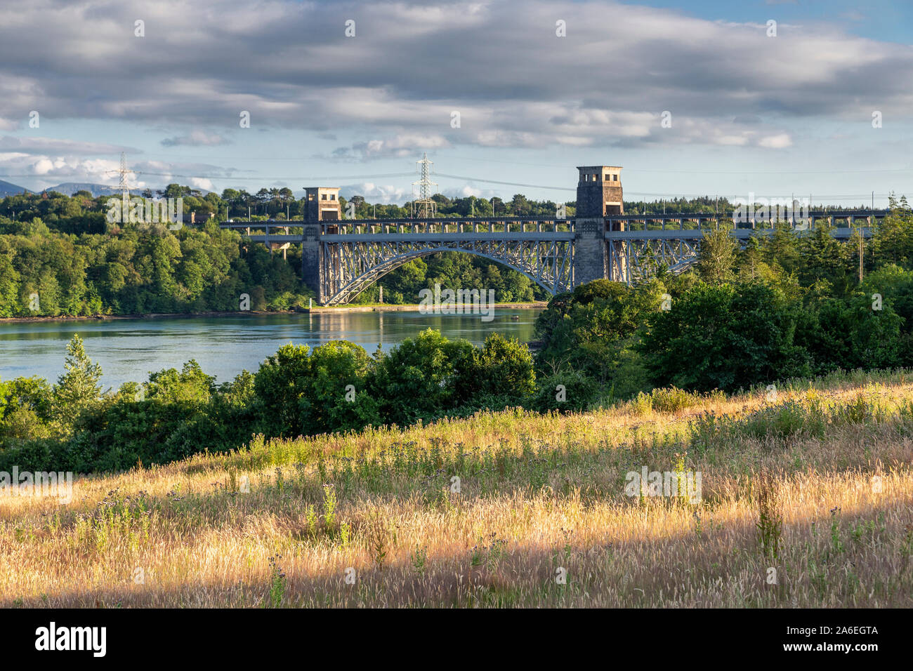 Menai Straits and Britannia bridge between Anglesey and North Wales ...