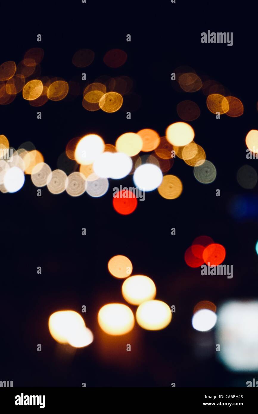 colorful lights at night on the street in the city Stock Photo - Alamy