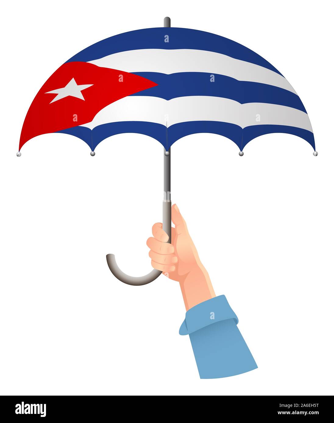 Cuba flag. Hand holding umbrella. Social security concept. National ...