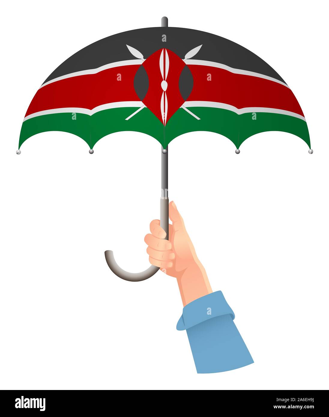 Kenya flag. Hand holding umbrella. Social security concept. National ...
