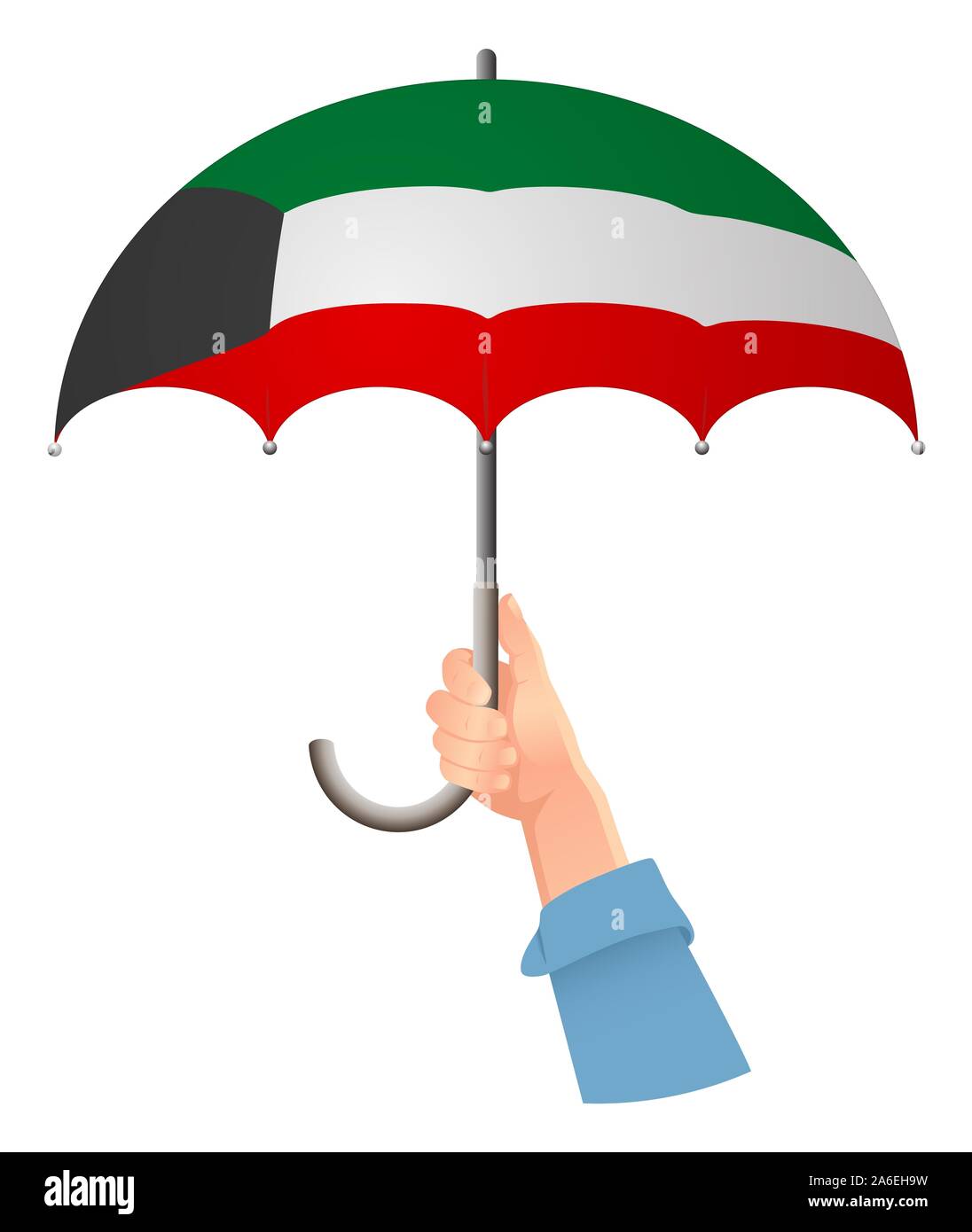 kuwait flag. Hand holding umbrella. Social security concept. National ...