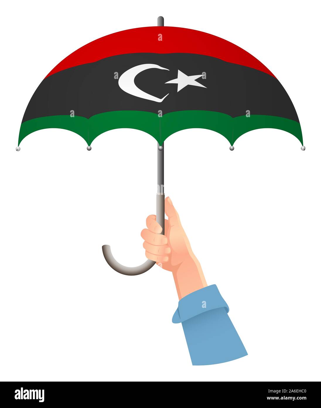 libya flag. Hand holding umbrella. Social security concept. National ...