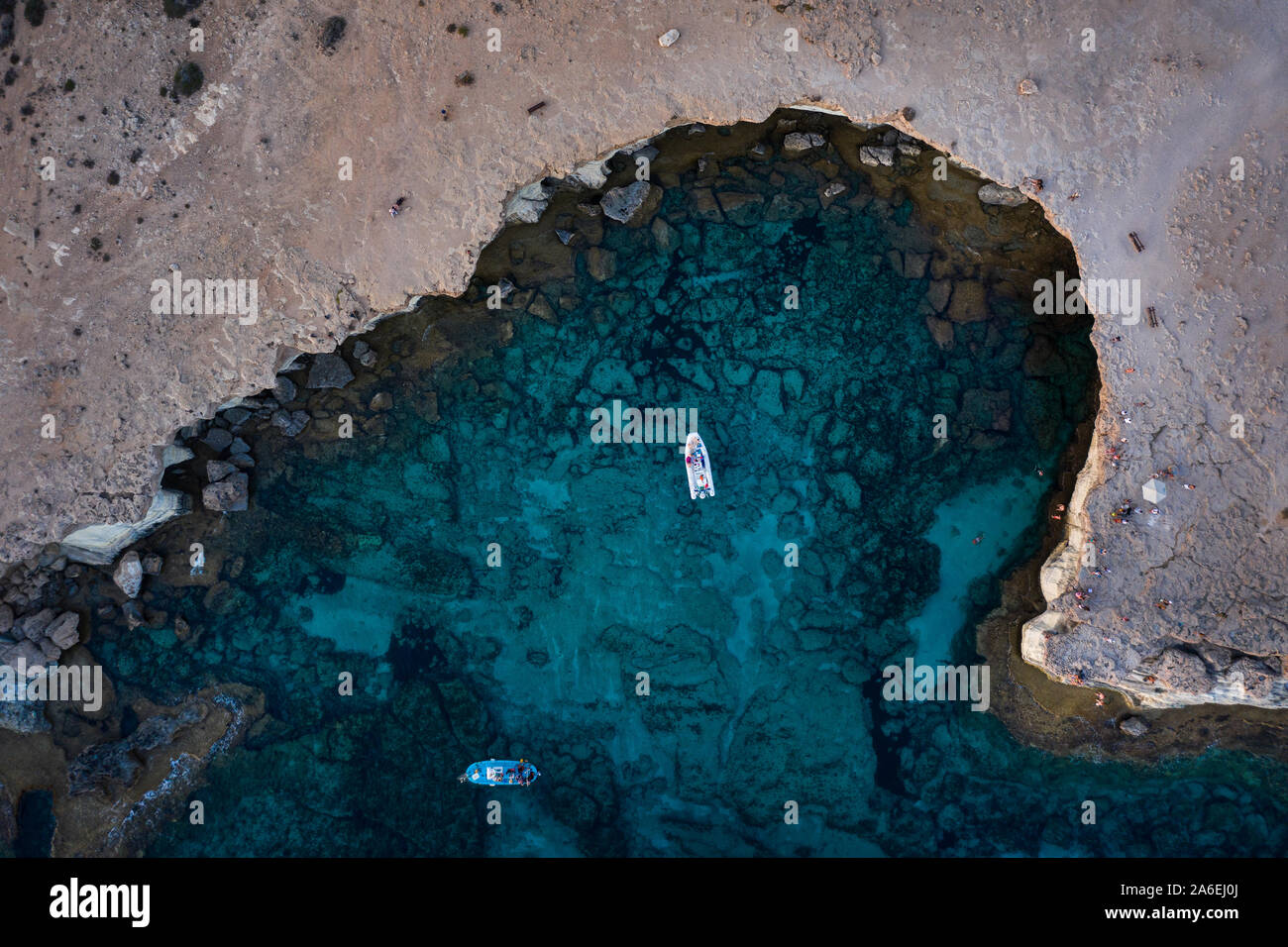 Aerial view of the boat in lagoon Stock Photo - Alamy