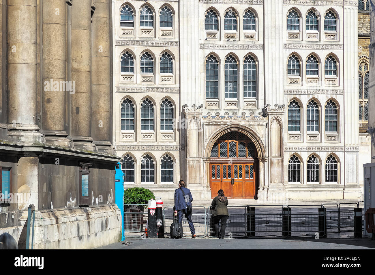 Facade and main entrance of Guildhall in the City of London, England ...