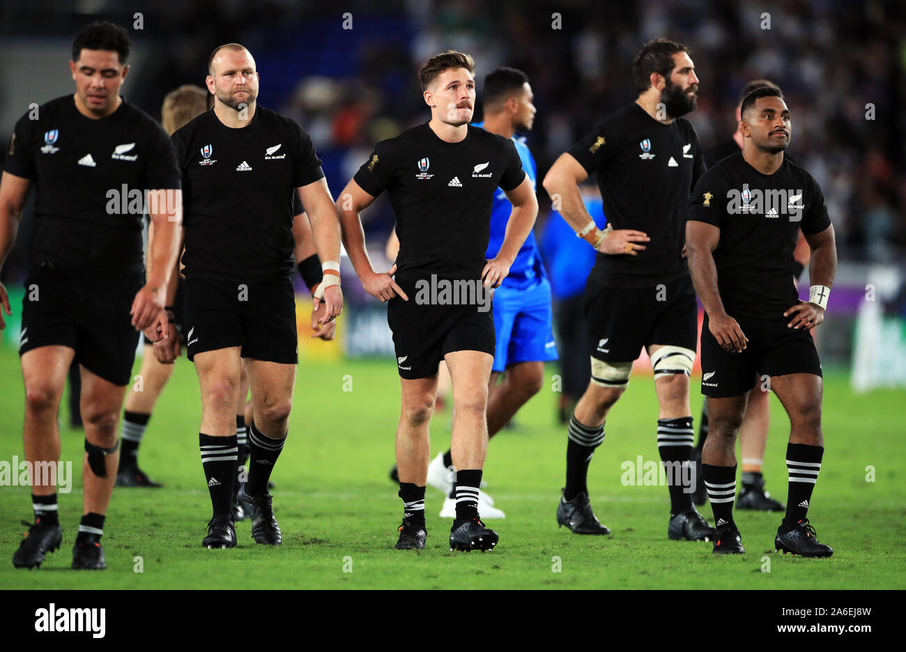New Zealand players appear dejected during the 2019 Rugby World Cup ...