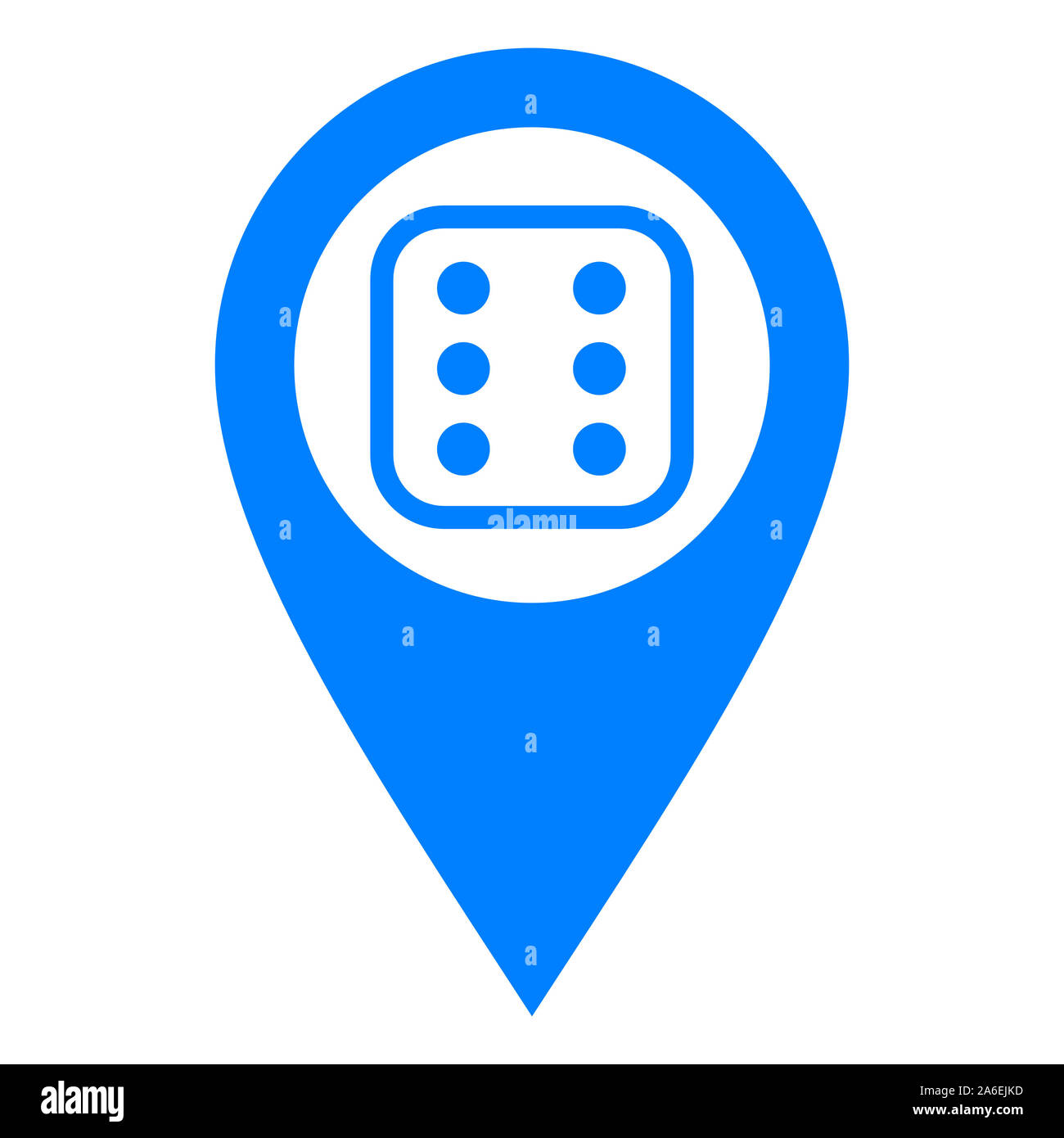 Dice and location pin Stock Photo - Alamy