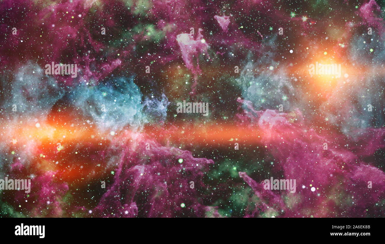 Fiery explosion in space. Abstract illustration of universe. Elements ...