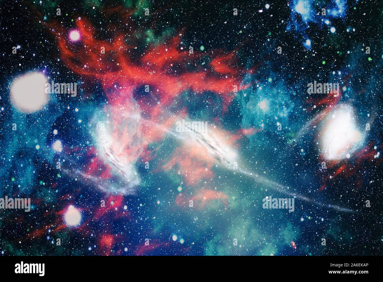 Fiery explosion in space. Abstract illustration of universe. Elements ...