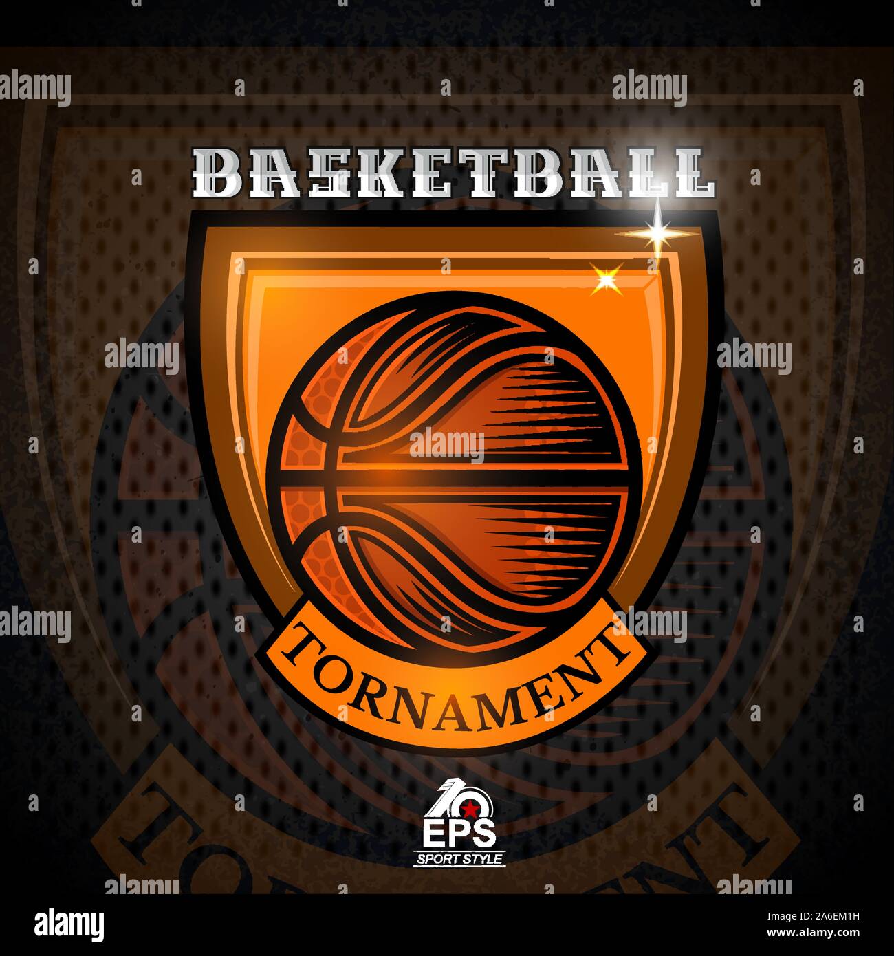 Basketball ball in center of shield. Sport logo for any team Stock ...