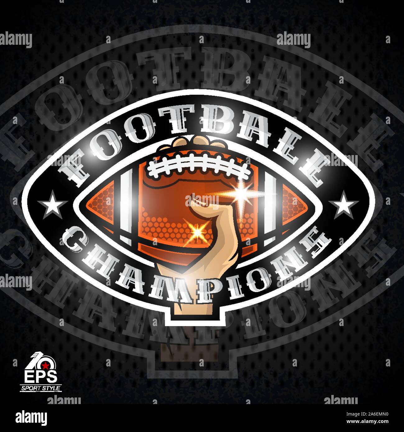 Hands hold american football ball. Sport logo for any team or ...