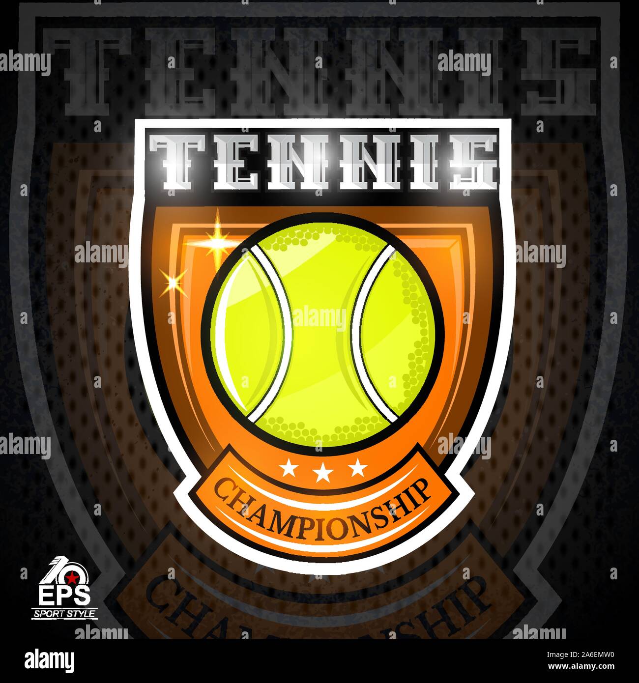Tennis ball in center of shield. Sport logo for any team Stock Vector ...