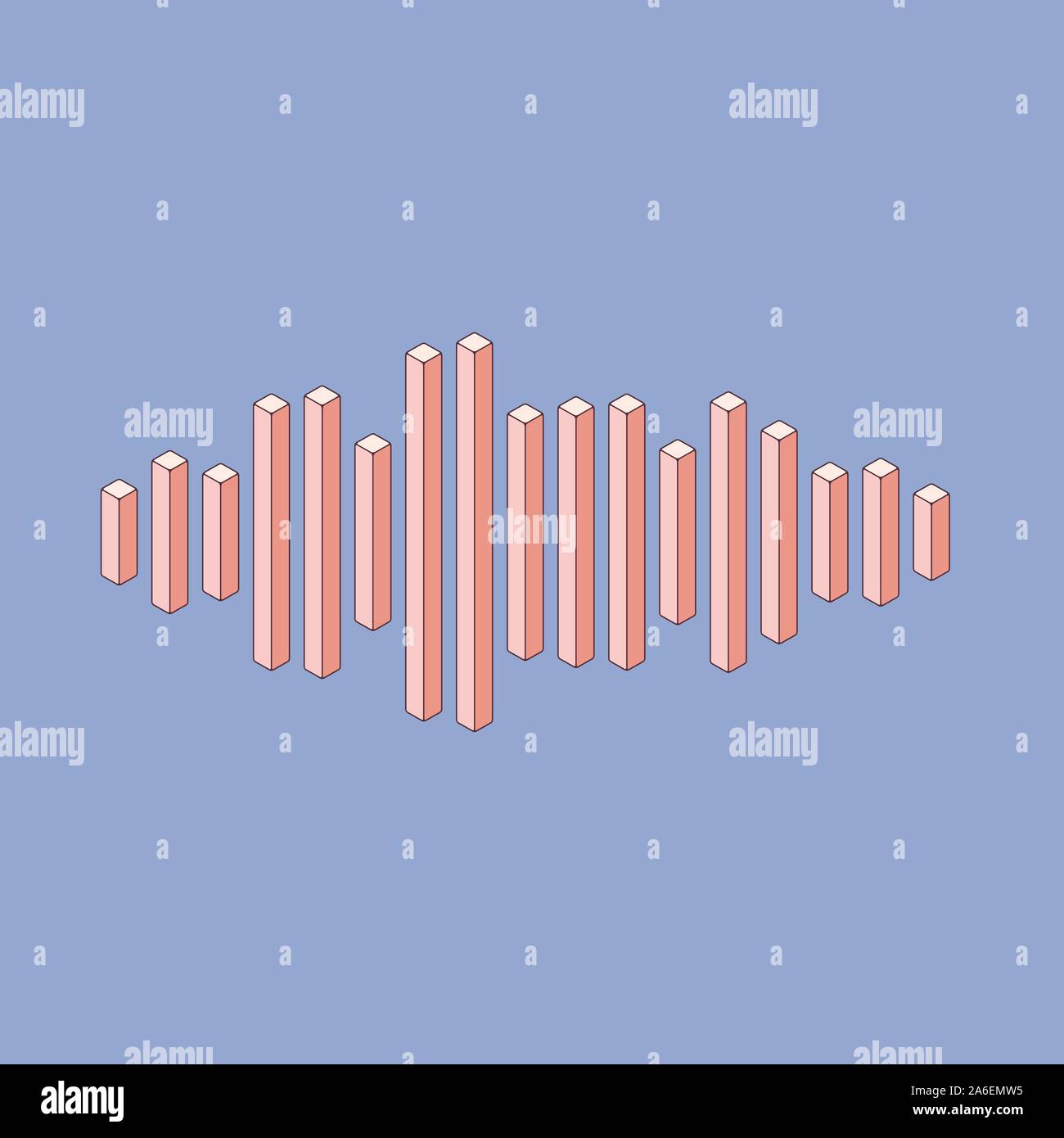 Flat isometric music wave icon made of peak lines Stock Vector Image ...