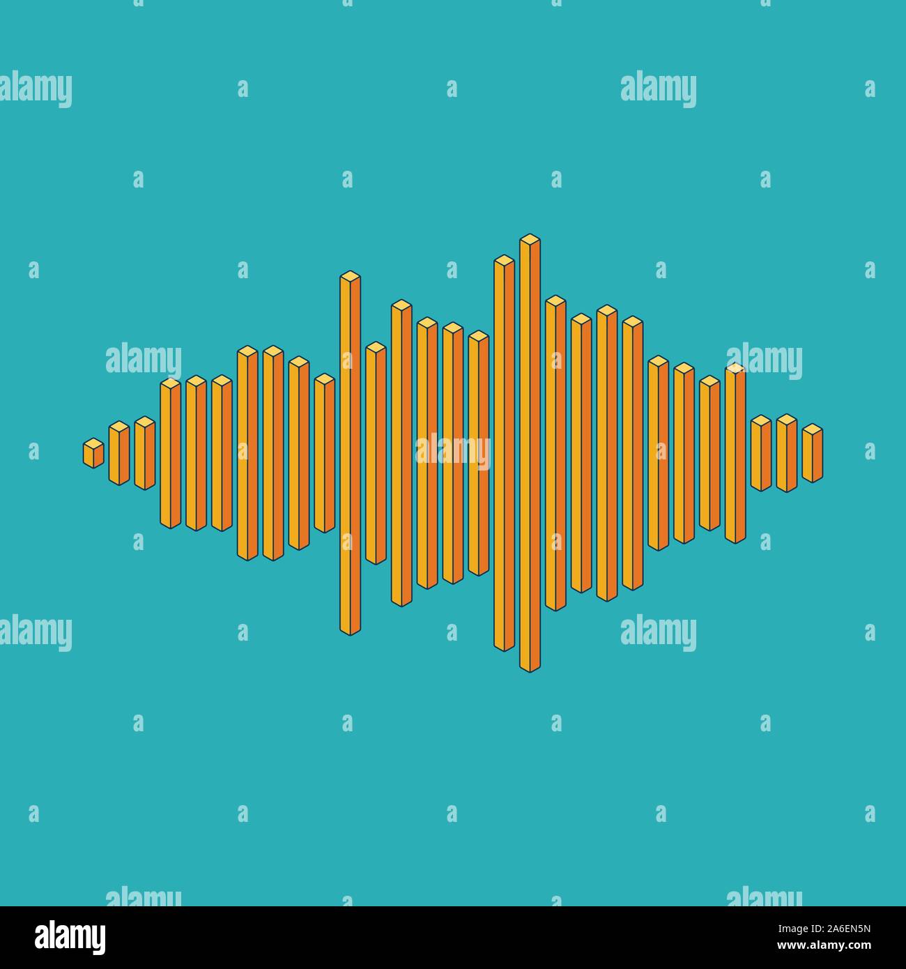 Flat isometric music wave icon made of peak lines Stock Vector Image ...