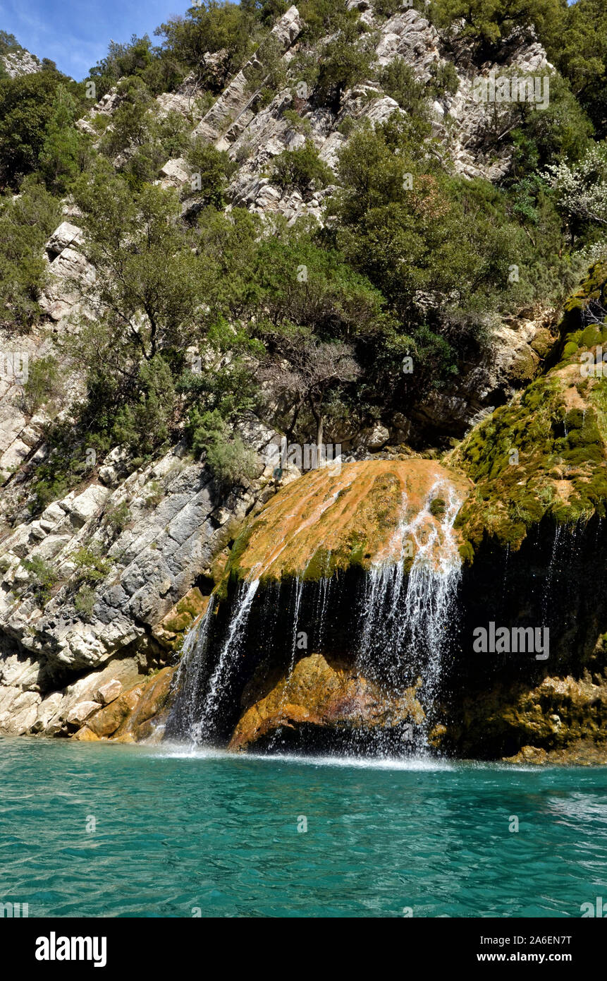 Waterfall in the Verdon gorge near the lake of Sainte Croix Stock Photo ...