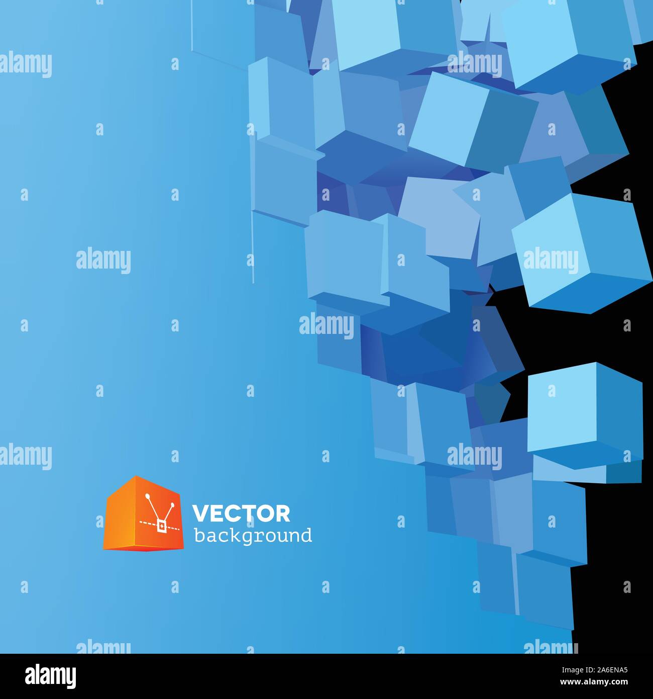 Vector 3D explosion background with cubical particles Stock Vector ...