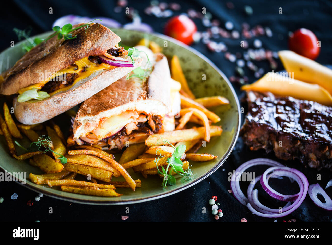 Bbq pork rib sandwich hi-res stock photography and images - Alamy
