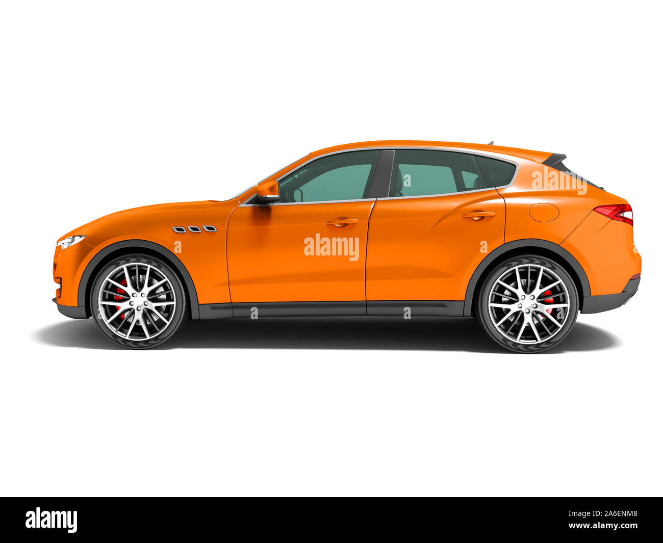Modern orange car crossover for business trips side view 3d rendering ...