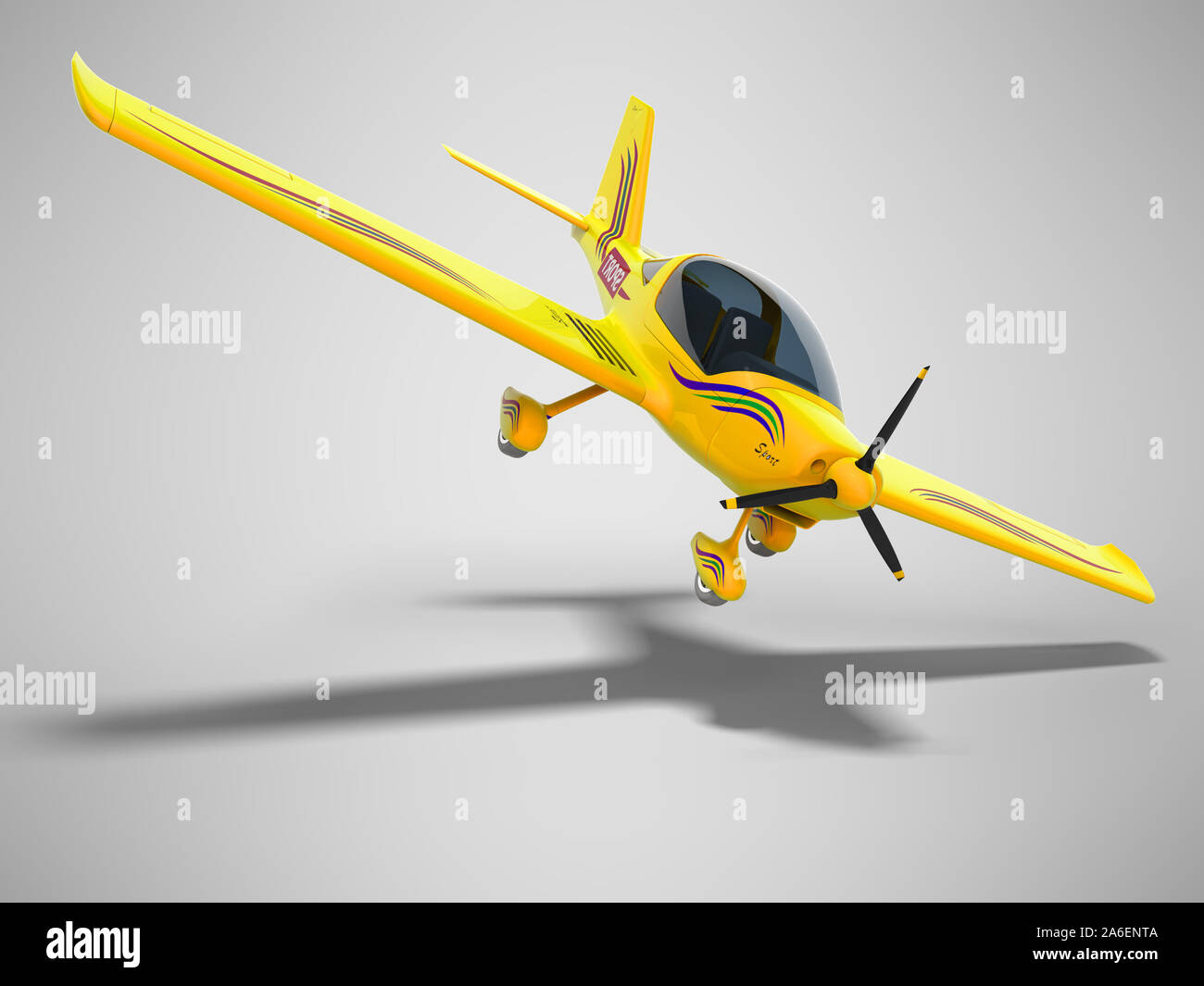 Plane for driving in the sky 3d render on gray background with shadow ...