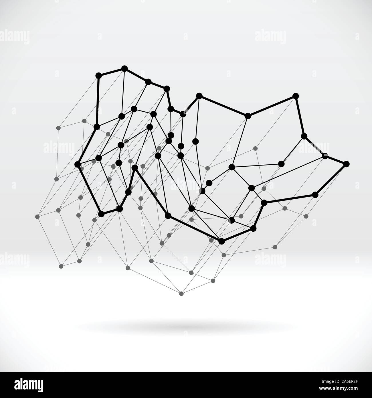 Abstract 3D wireframe shape with connected structure Stock Vector Image ...