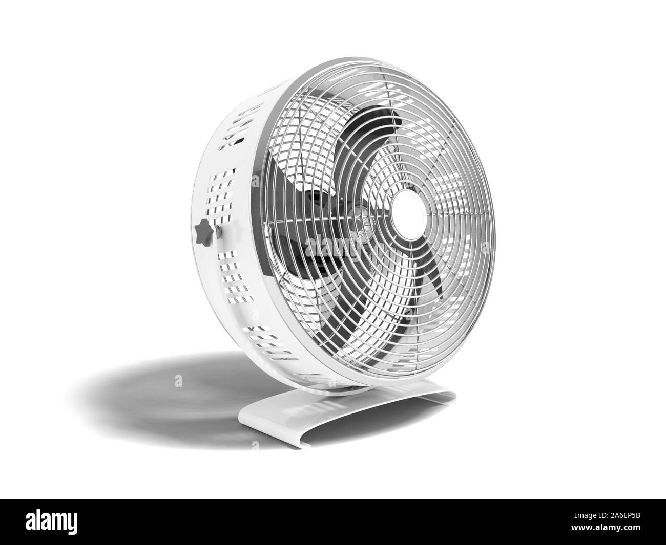 Metal white large fan for cooling rooms 3d render on white background ...