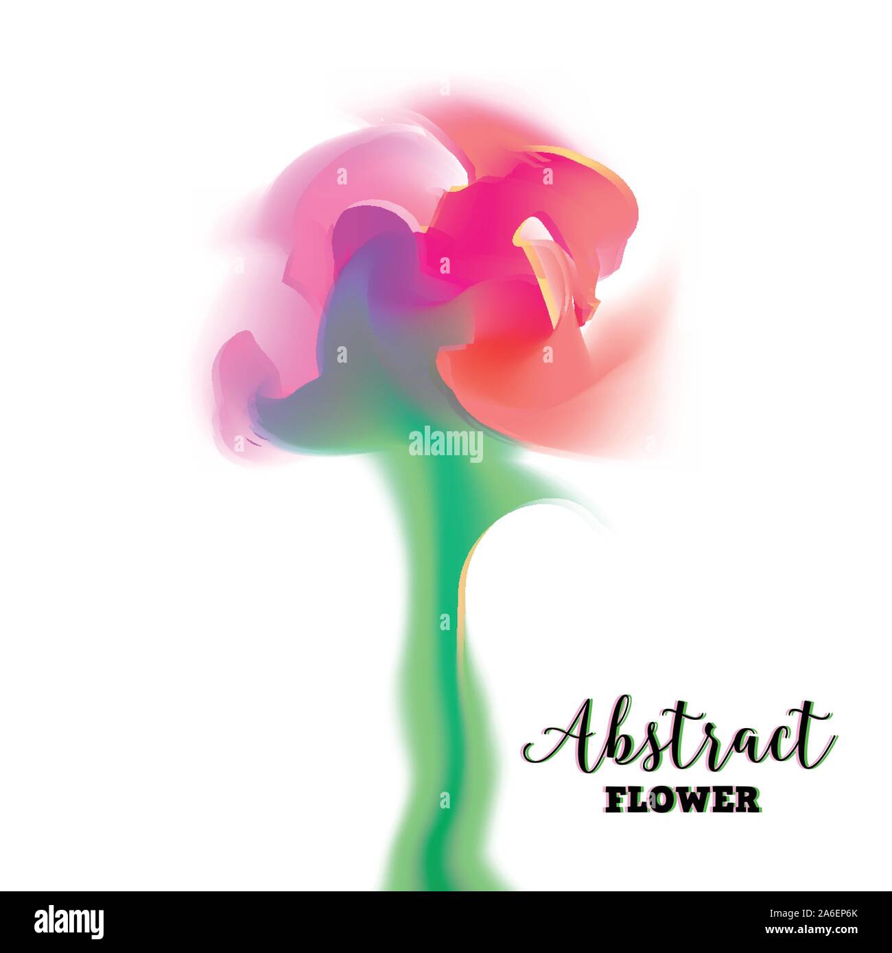 Abstract glitch flower with distorted petal gradient and soft shape ...