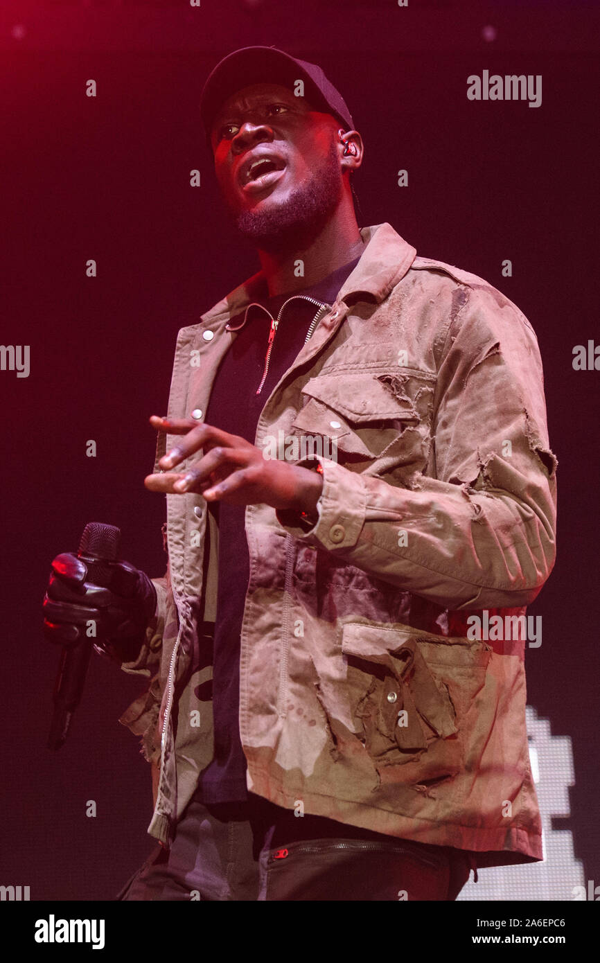 Stormzy performing at the Kiss Haunted House Party held at the SSE ...