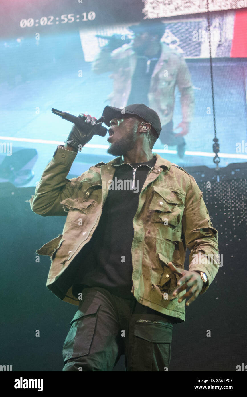 Stormzy performing at the Kiss Haunted House Party held at the SSE ...