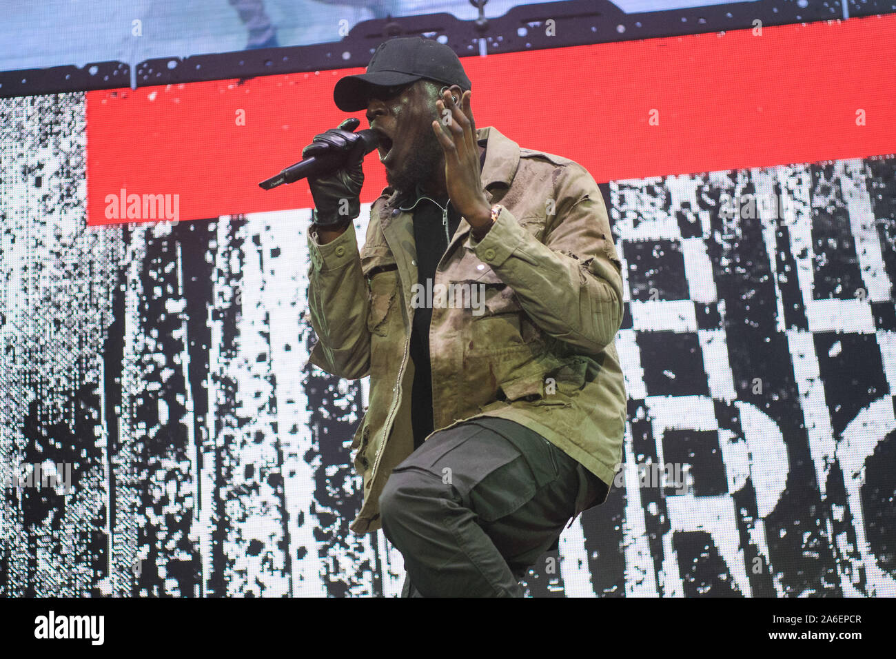 Stormzy performing at the Kiss Haunted House Party held at the SSE ...